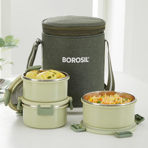 Flipkart.com | BOROSIL Glory Green Microwavable Steel Lunchbox, 3pc Set ...