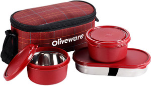 Flipkart.com | Oliveware Hazel Lunch Box | 3 Stainless Steel Containers ...