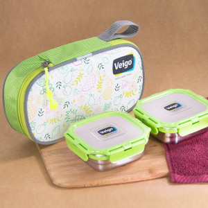 Flipkart.com | Veigo Set of 2 Stainless Steel Tiffin Box | Green | Air ...