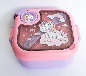 Flipkart.com | ZHASK Pink Unicorn Theme Lunch Box with Spoon, SS304 ...