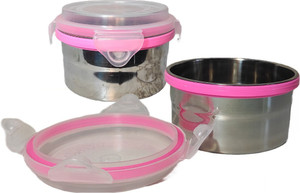 Flipkart.com | Unicus Stainless steel lock n lock Pink color containers ...