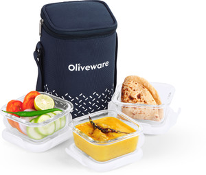 Flipkart.com | Oliveware Contra Glassware Lunch Box 3x320ml, Microwave ...