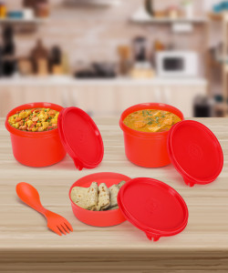 Flipkart.com | JAVA Round Lunch Box 3 Containers Lunch Box