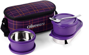 Flipkart.com | Oliveware Hazel Lunch Box | 3 Stainless Steel Containers ...