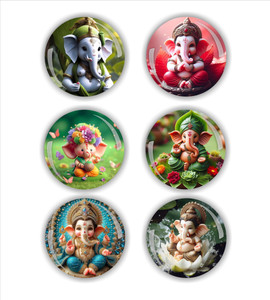 RANGOLI 35mm Baal Ganesha 3D Glass Fridge Magnets for Home Decoration ...