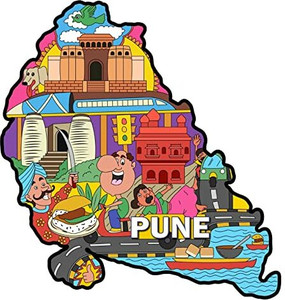 Skywalk India Souvenir Wooden MDF Pune Fridge Magnet (Multicolour ...