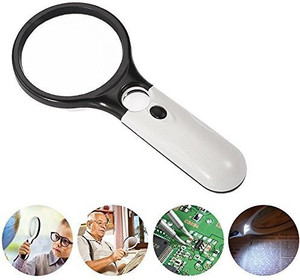 TNEMEC Magnifier Glass with Inbuilt 3 LED Lights, 2 Lenses 3 LED Lights ...