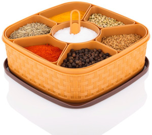 KHUNT EXIM Plastic Square 7 Sections Multipurpose Masala Rangoli Dabba ...