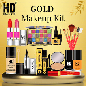 HD Fashion Gold 16 Pcs. Ultra Glow 100% Organic Waterproof Makeup Kit ...