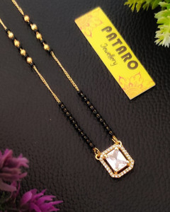 PATARO Designer Diamond studded Gemstone Mini Mangalsutra Gold nalla ...