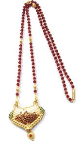 QNAM Maroon Golden Mala With Gold Plated Pendent Mangalsutra Chain For ...