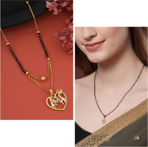 BOGHRA SALES American Diamond Gold Plated Combo of 2 Mangalsutra For ...