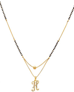 Qyuri H Letter Gold-Plated Stone-Studded & Beaded Alphabet Locket and ...