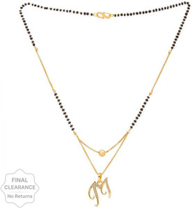 BR FAB mangalsutra M letter gold plated pendant locket for girls/women ...