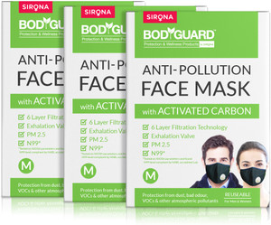 BodyGuard Reusable Anti Pollution Mask with Activated Carbon, N99 + PM2 ...