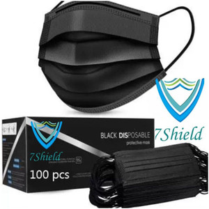 7SHIELD Premium Quality Black Surgical Mask With Nose Pin Disposable ...