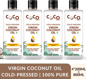 COCO CRUSH Pack of 4 Virgin Coconut Face Oil, 100% Pure Cold Pressed ...