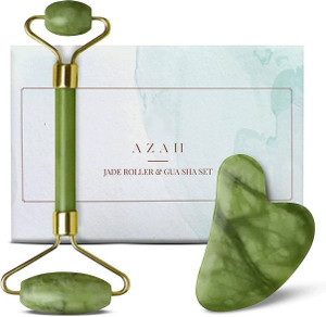 AZAH Jade Roller & Gua Sha Set | Reduces Puffiness, Improves ...