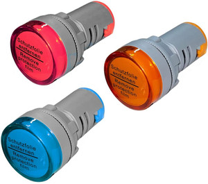 Leyden 12-220V AC/DC R-Y-B Multiple Voltage LED Round Indicator 22mm ...