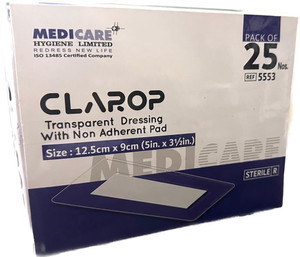 Medicare Clarop Trasparent Dressing With Non Adherent Pad 12.5cm x 9cm ...