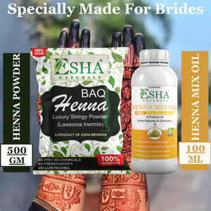 Esha Naturals Bridal Henna Powder & Mix Oil for Rich Dark Color Natural ...