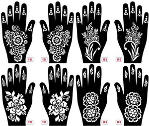 stylishdecor pack of 8 hand beautifull mehandi sticker Synthetic ...