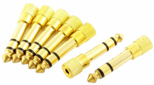 BALRAMA 10pc Golden Stereo Audio Adapter Converter Jack Pin 6.35mm Male ...