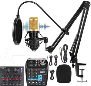 TechBlaze Microphone Set with V8 & Sound mixer Studio Recording Kit ...