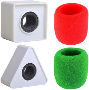 BALRAMA 4pc Mic Flag Station Logo ID Box Triangle Square Cube Shaped ...