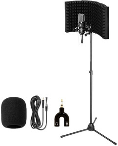 DawnRays 3 Panel Vocal Booth Microphone Isolation Shield with 3 Leg ...