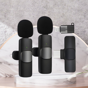 GUGGU K9 Dual Wireless Microphone Plug &Collar Mic for Vlogging/Live ...