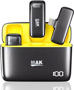 MAK Dual Wireless Mic with Display Case, Noise Reduction for Vlogging ...