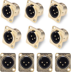 MX 3 Pin Mic Male Connector XLR 24K Gold Plated Panel Mounting MX3030 ...