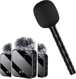 WRADER Handheld Reporter Stick with Dual Wireless Mic for YouTube Video ...