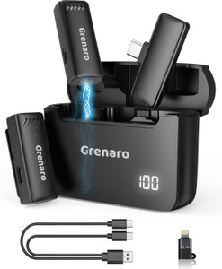 Grenaro Wireless Mic with Digital Display Charging Case, Type-C iPhone ...