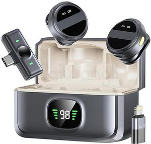 Orvik Magnetic Wireless Mic with Display Lavalier Mic for YouTube ...