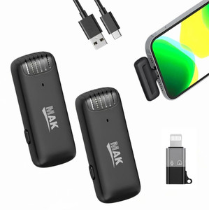 MAK Dual Wireless Mic with Active Noise Cancellation(ANC) for Vlog For ...