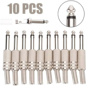 BALRAMA 10pc 6.35mm 1/4 Inch Stereo Silver Microphone Metal Pin Mic Pin ...