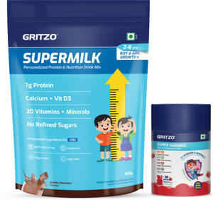 Gritzo SuperMilk Growth+ (Formerly Height+) (2-6y Boy & Girl) with ...
