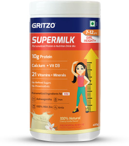 Gritzo SuperMilk Height+ (7-12y Girls), 10g Protein (Creamy Vanilla ...