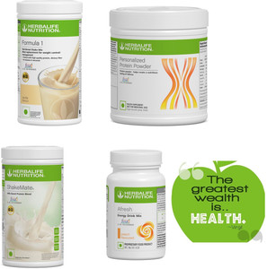 HERBALIFE Vanilla Shake 500g + Shakemate + Protein 200g + Peach Afresh ...
