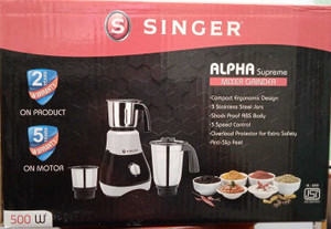 SINGER SUPREME 500 W Mixer Grinder Price in India - Buy SINGER SUPREME ...