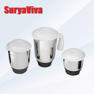 SURYAVIVA Set of 3 Stainless Steel Multipurpose Mixer Jar Suitable for ...