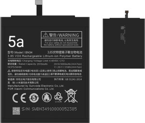 AEHUB Mobile Battery For Xiaomi 5A/ Redmi 5A/ Mi 5A/ BN34/ 3000mAh ...