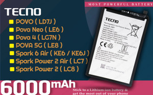 Tecno Mobile Battery For BL 58BT Tecno POVA 5G/Neo/ LE8/LE6/ Ld7j ...