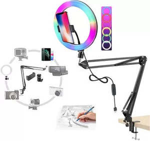 TECHGEAR Overhead Mobile Stand With RGB Color 10 Inch Ring Light, 1/4 ...