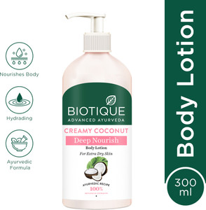 BIOTIQUE Creamy Coconut Deep Nourish Body Lotion |24H Deep Moisture ...