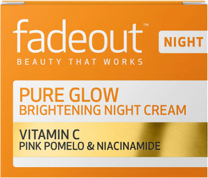 Fadeout Pure Glow Whitening Night Cream with Vitamin C, Pink Pomelo and ...
