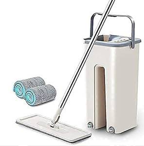 Case Plus Upgraded Hands-Free Squeeze Microfiber Flat Spin Mop System ...