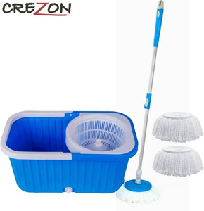 CREZON Square Bucket Mop with 2 Ultra Absorbent Microfiber Refills for ...